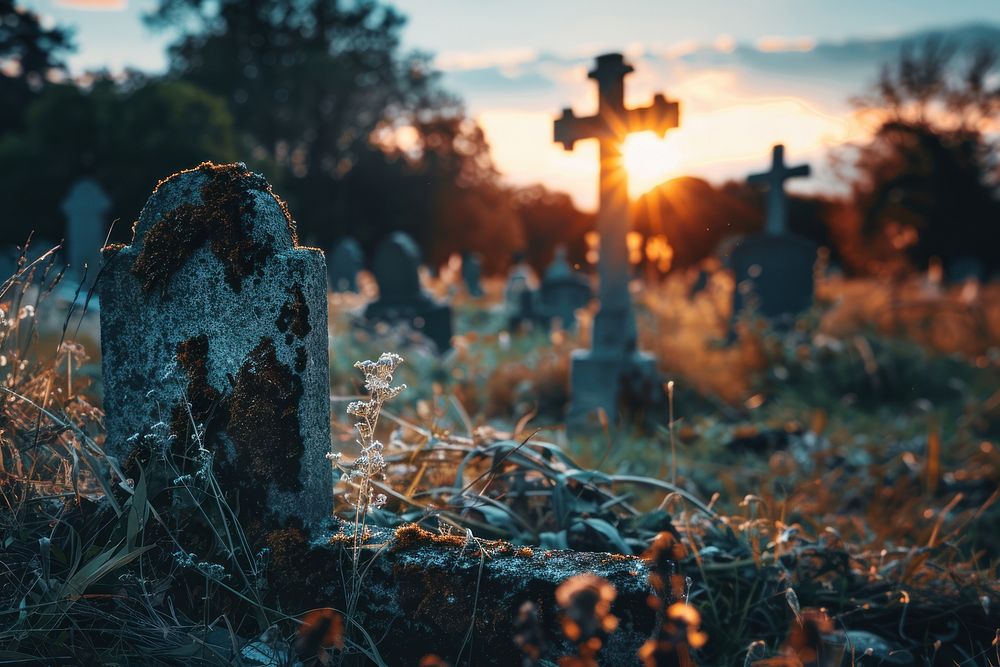 Aesthetic grave landscape wallpaper gravestone | Free Photo - rawpixel
