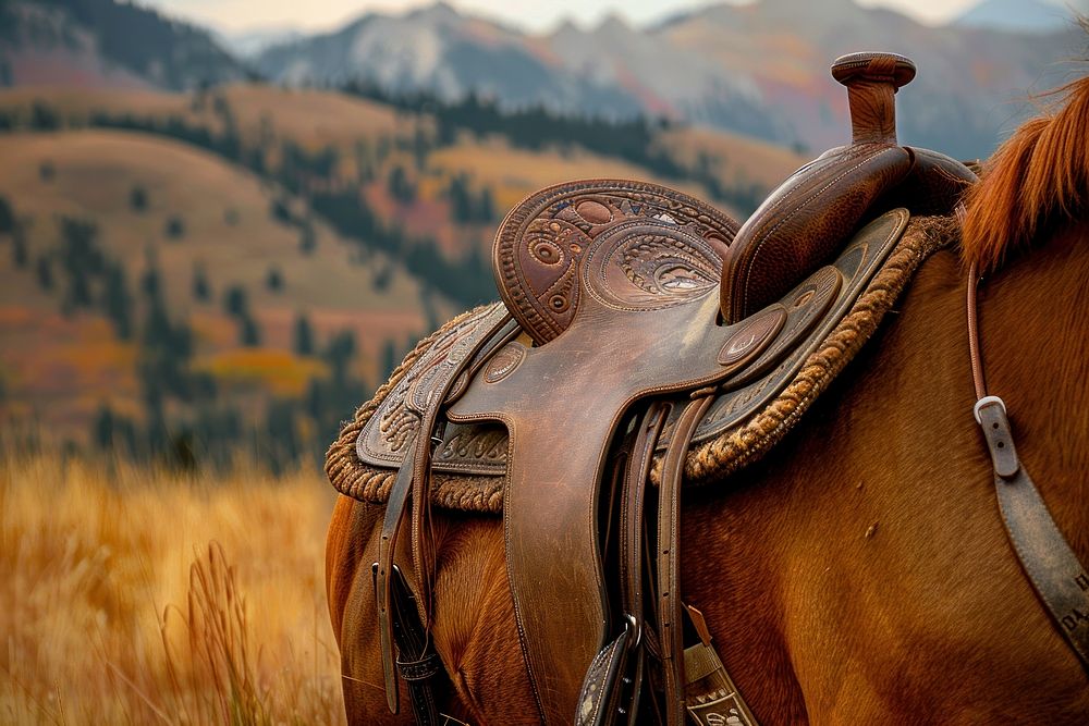 Horse Saddle Wyoming Mountainsides saddle | Free Photo - rawpixel
