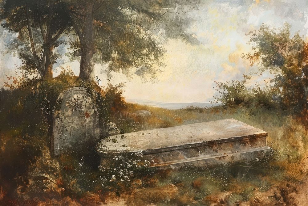 The grave painting art jacuzzi. | Free Photo Illustration - rawpixel