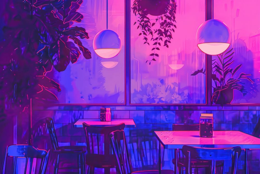 Cafe Vibe restaurant furniture lighting. | Free Photo Illustration ...