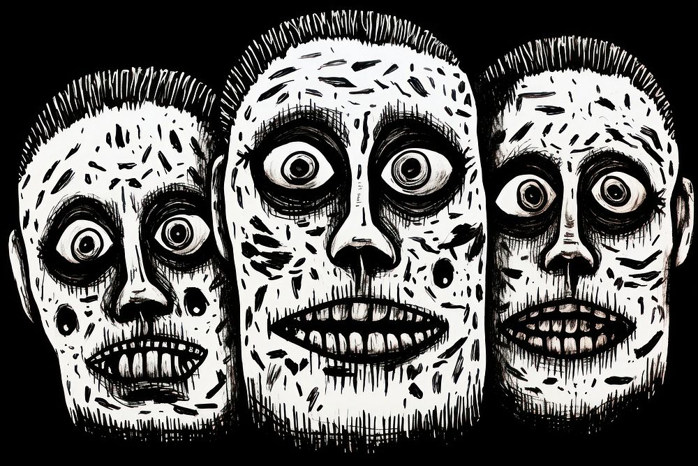 Ink drawing aliens illustrated doodle | Free Photo Illustration - rawpixel