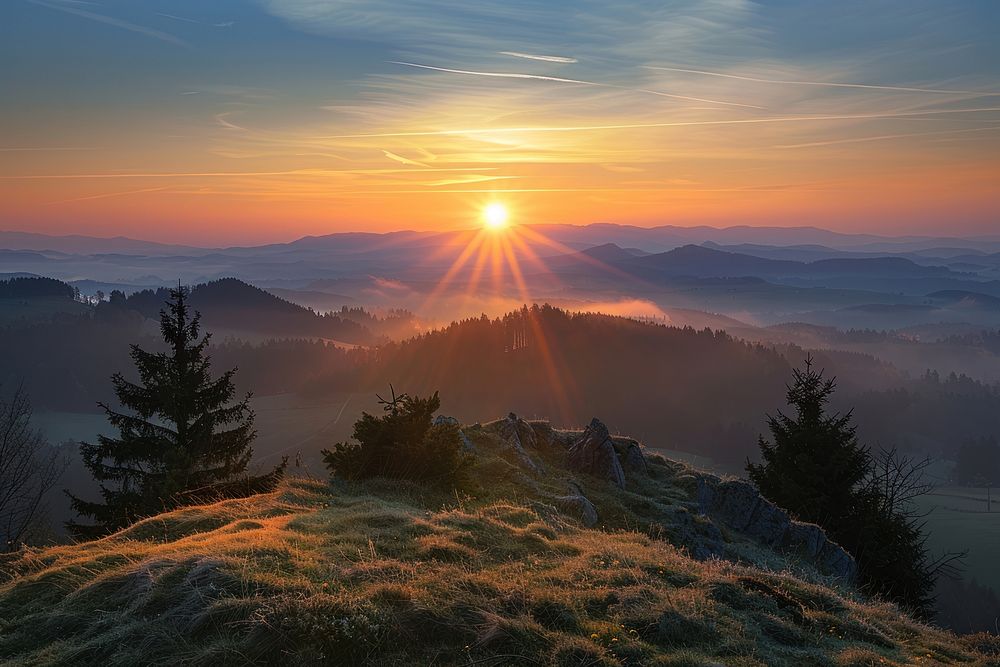 Sunrise view landscape vegetation outdoors. | Free Photo - rawpixel