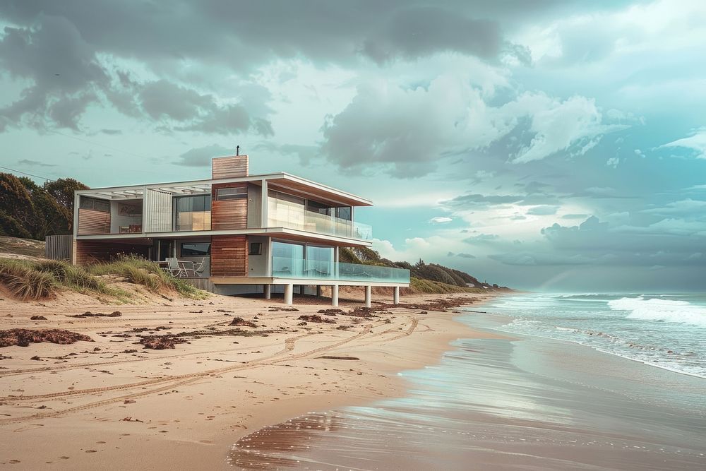 Modern house beach architecture waterfront. | Free Photo - rawpixel