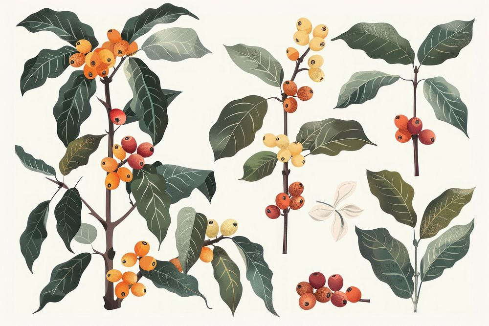 Hand drawn coffee tree branches | Free Photo Illustration - rawpixel