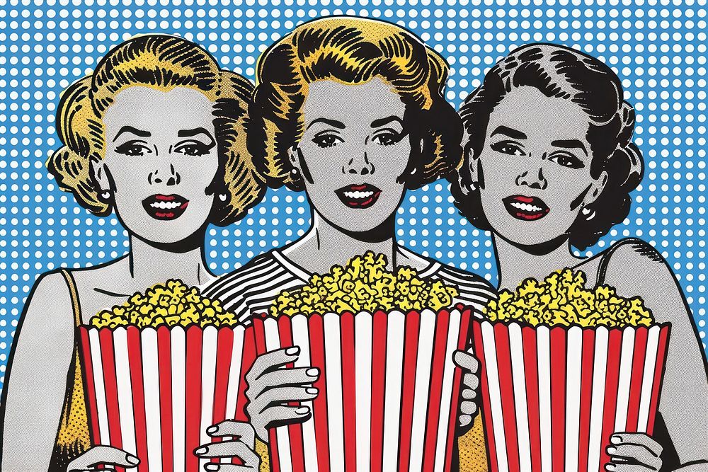 Friends holding popcorn person human | Free Photo Illustration - rawpixel