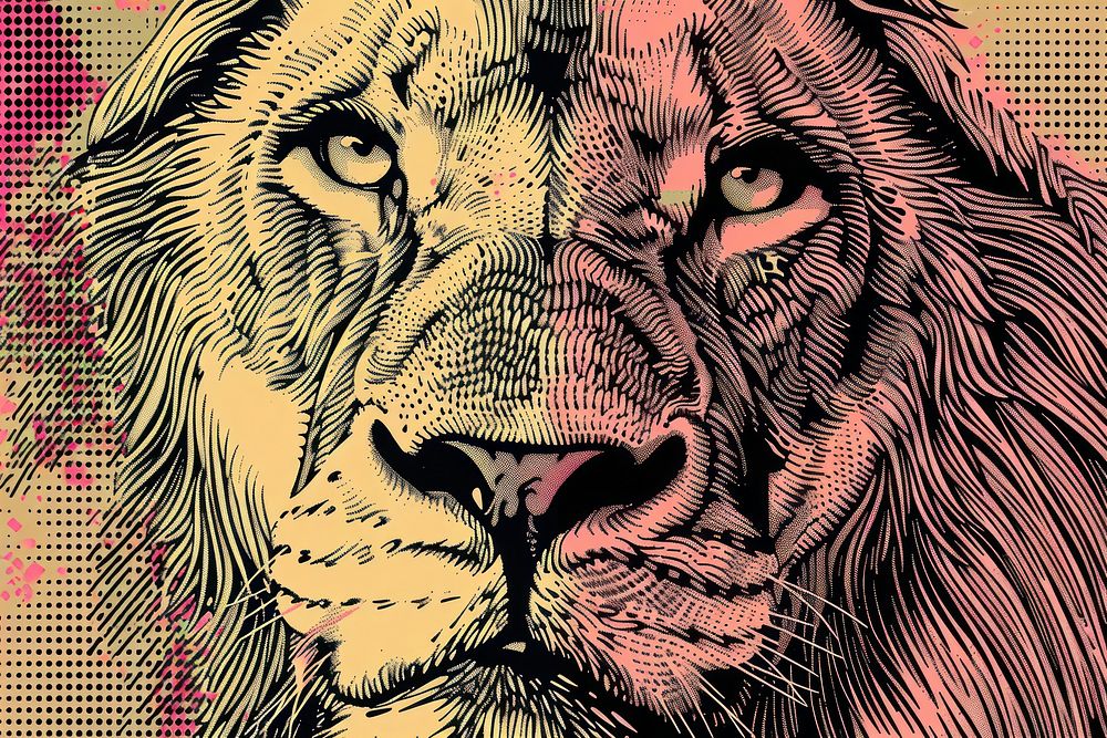 Lion art wildlife collage. | Free Photo Illustration - rawpixel