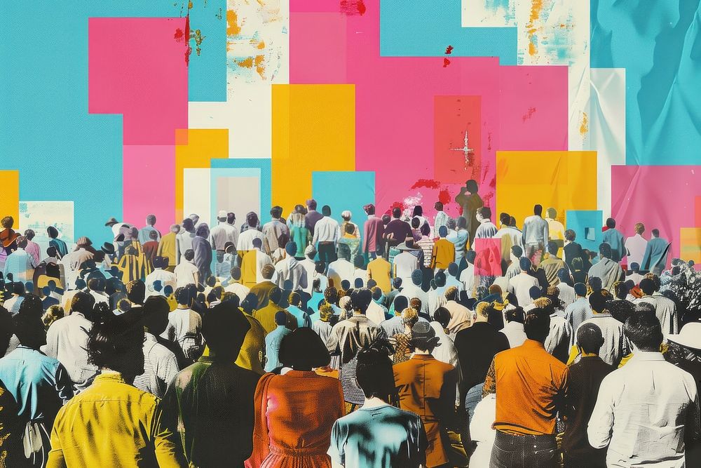 Retro collage crowd people concert | Free Photo Illustration - rawpixel