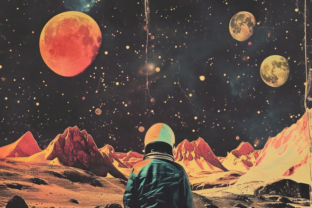 Retro collage galaxy photography astronomy | Free Photo Illustration ...