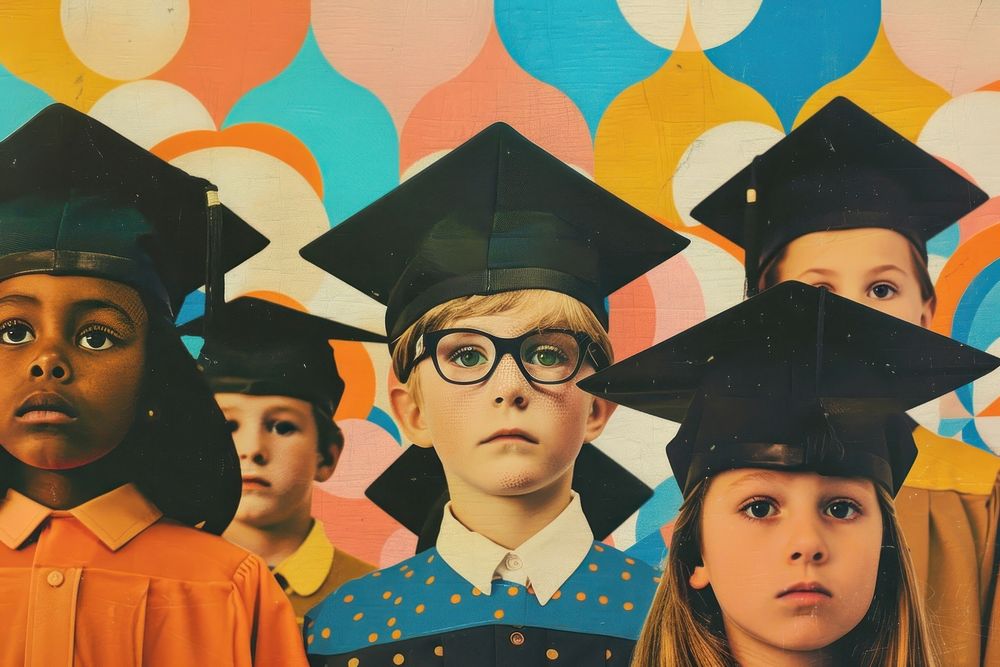 Retro collage graduate children photography | Free Photo Illustration ...