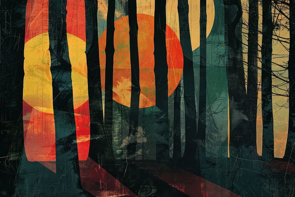 Retro collage forest art vegetation | Free Photo Illustration - rawpixel