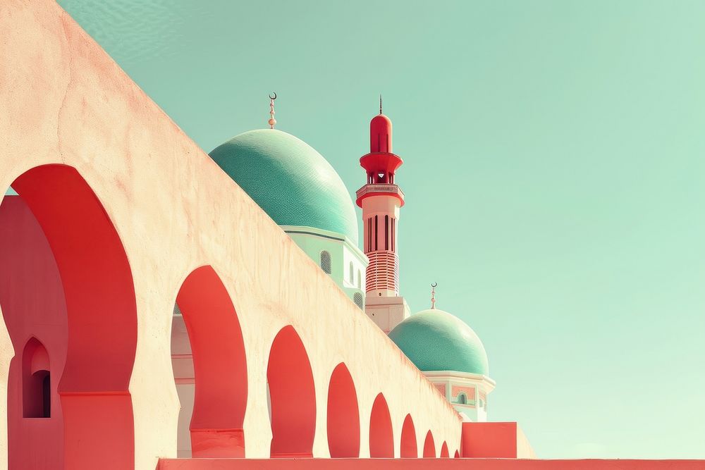 Retro collage mosque architecture building | Free Photo Illustration ...