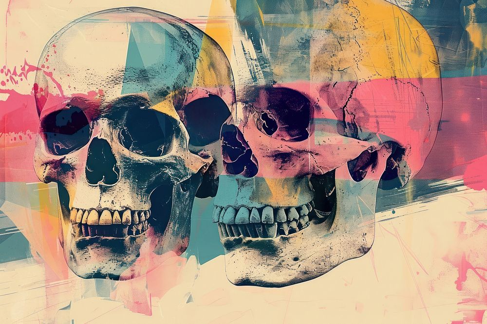Retro collage skulls art painting | Free Photo Illustration - rawpixel