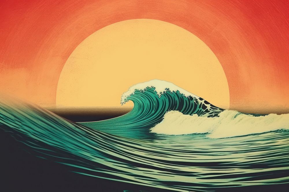 Retro collage wave ocean art | Free Photo Illustration - rawpixel