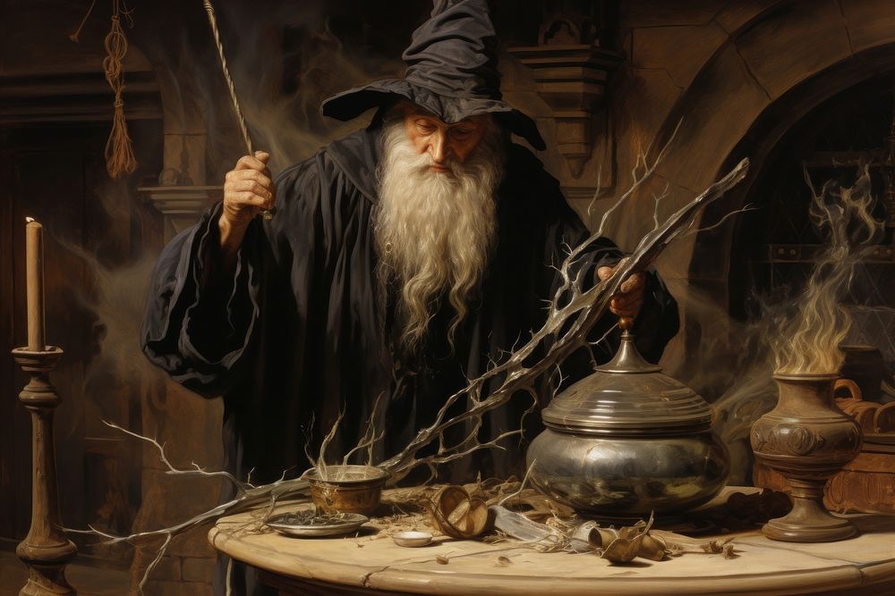 Wizard painting art man. | Free Photo Illustration - rawpixel