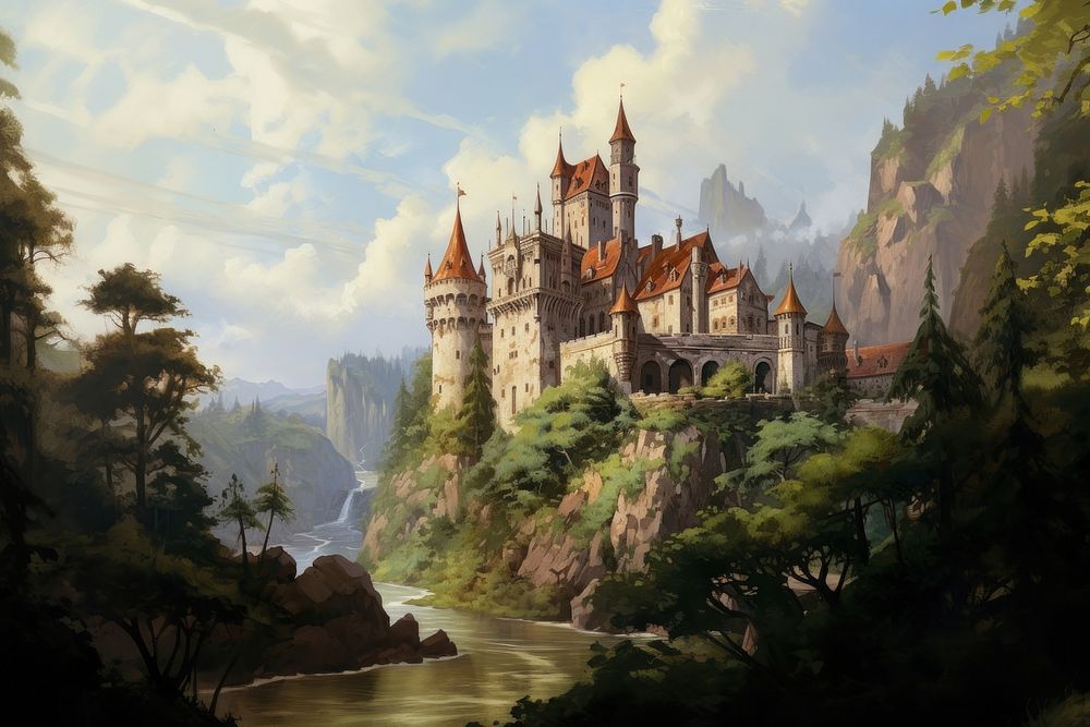 Castle painting castle art. | Premium Photo Illustration - rawpixel