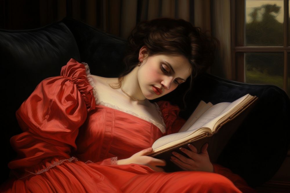 Reading painting reading art. | Free Photo Illustration - rawpixel