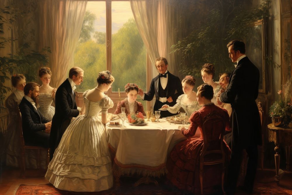 Dinner painting art man | Free Photo Illustration - rawpixel