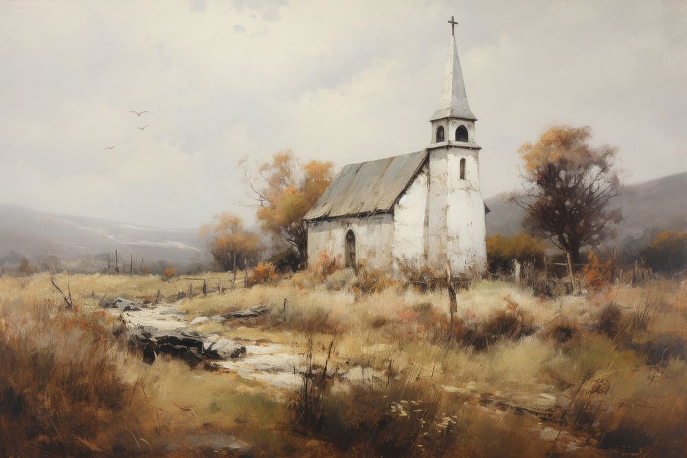 Church painting art architecture. | Free Photo Illustration - rawpixel