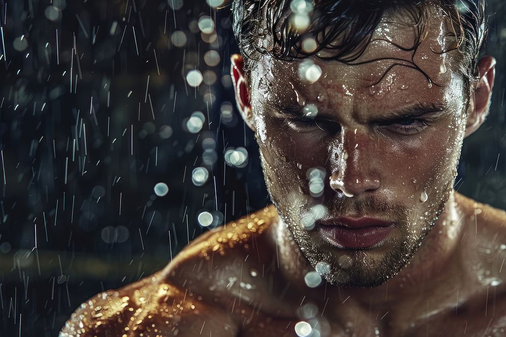 Muscular man sweating bathing person. | Free Photo - rawpixel