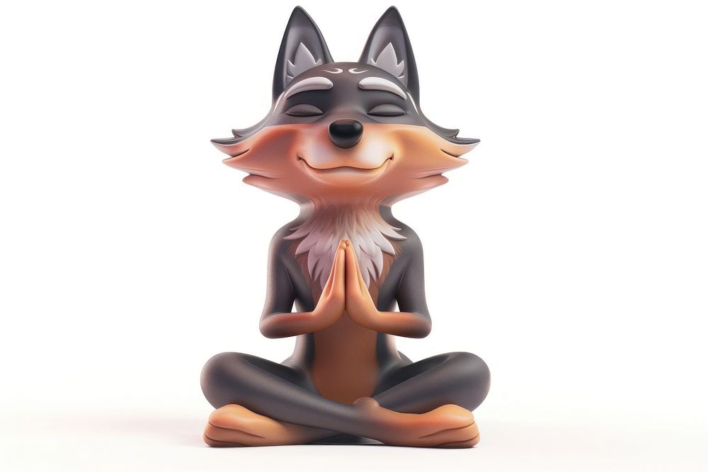 Meditating wolf figurine person animal | Free Photo Illustration - rawpixel