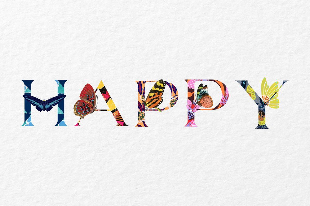 Happy word Seguy Papillons illustration | Free Photo Illustration ...