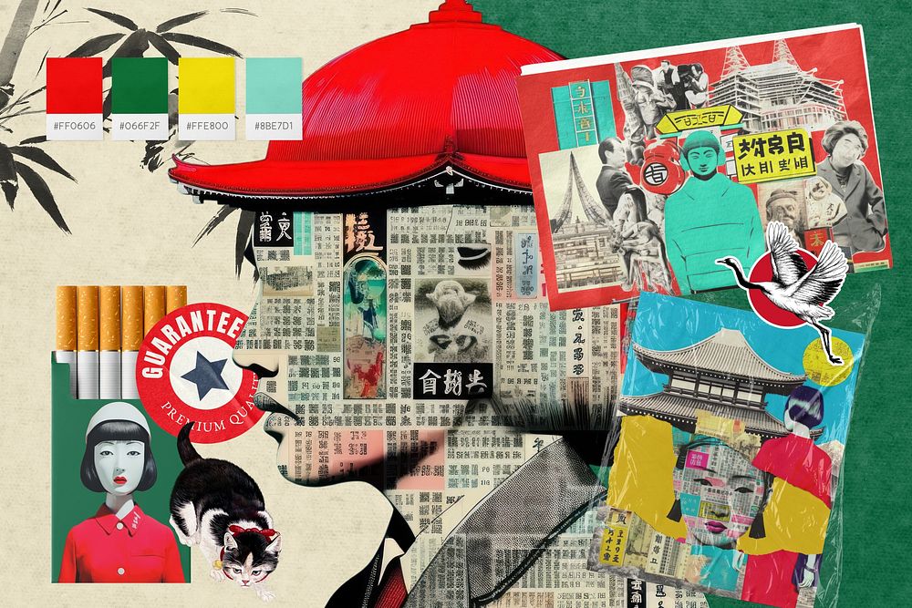 Colorful Asian style mood board | Free Photo - rawpixel