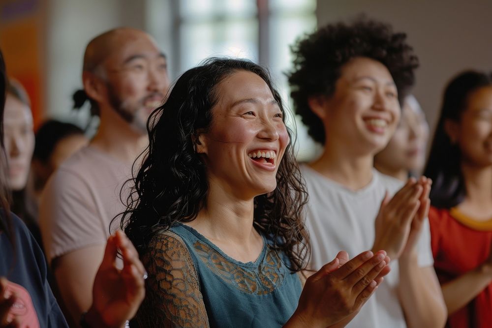 Happy people clapping woman applause | Free Photo - rawpixel