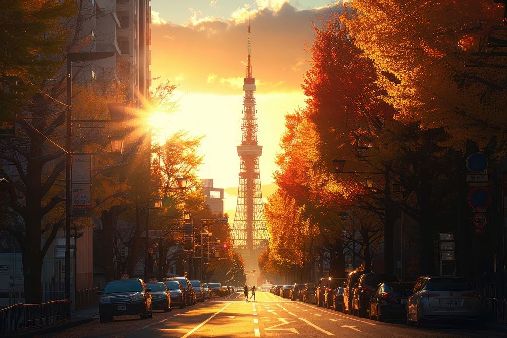 Tokyo tower transportation architecture automobile. | Free Photo - rawpixel