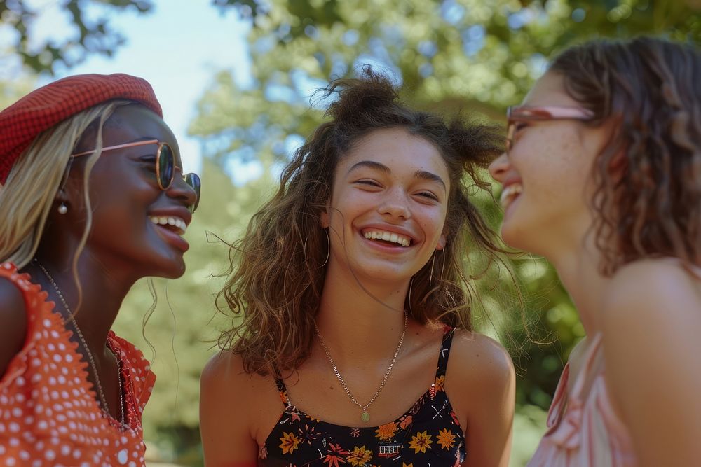 Group young women laughing accessories | Free Photo - rawpixel