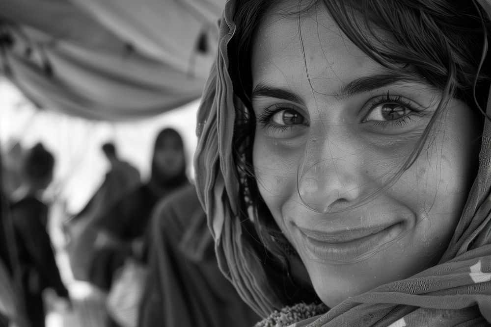 Happy refugee waiting line photography | Free Photo - rawpixel