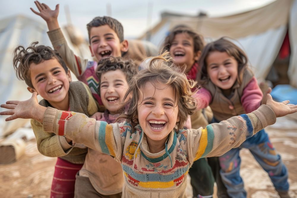 Happy refugee children play together | Free Photo - rawpixel