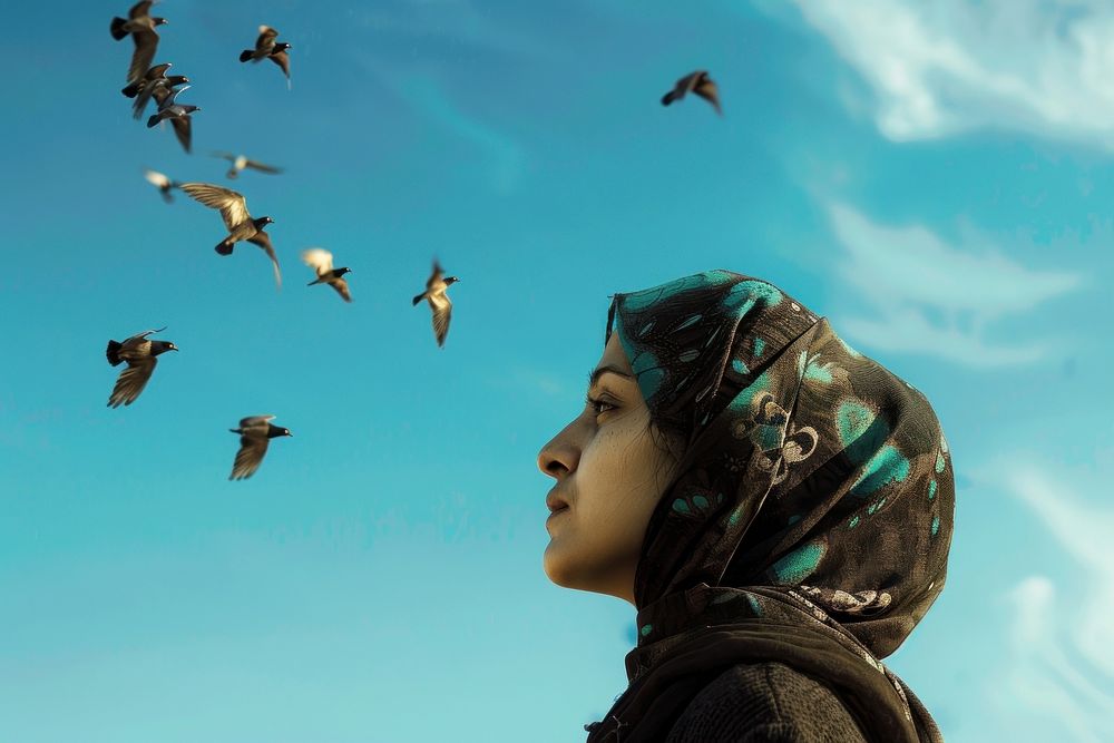 Refugee woman back flying photo | Free Photo - rawpixel