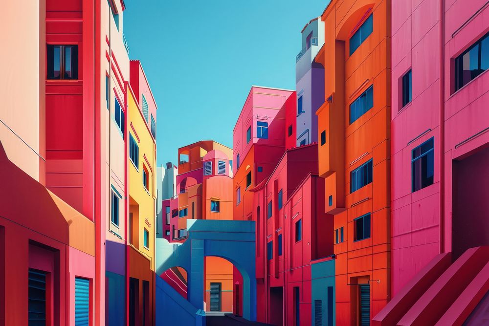 Building neighborhood architecture cityscape. | Free Photo Illustration ...