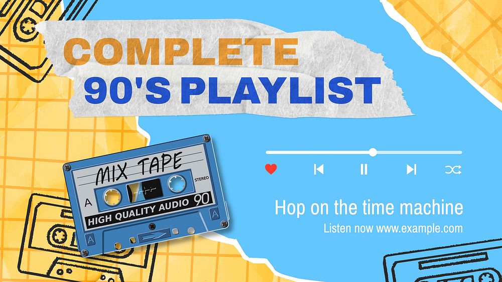 90s playlist Youtube cover template | Free Photo - rawpixel
