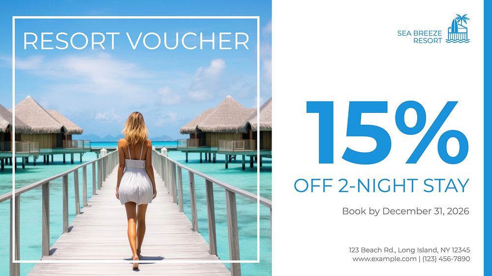 Beach resort voucher template | Free Photo - rawpixel