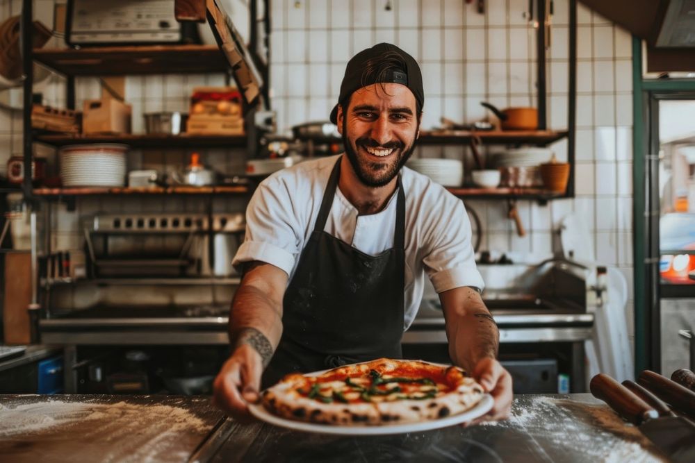 smiling chef pizza person adult. | Free Photo - rawpixel