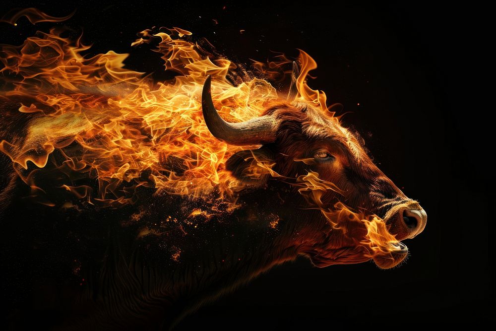 Bull fire flame wildlife bonfire | Free Photo - rawpixel
