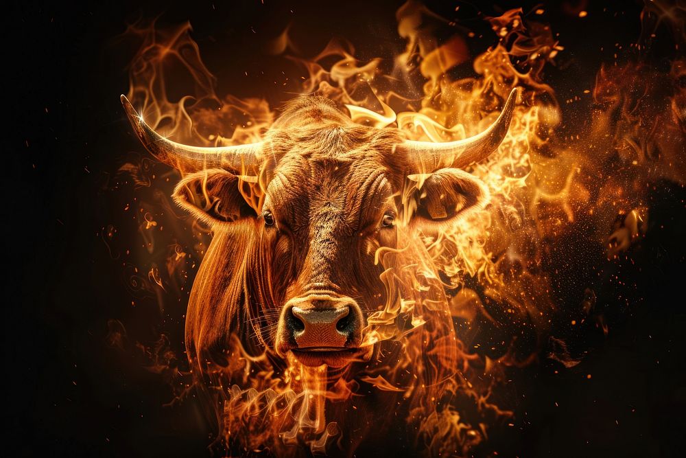 Bull fire flame livestock longhorn | Free Photo - rawpixel