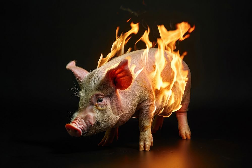 Pig fire flame wildlife animal | Free Photo - rawpixel