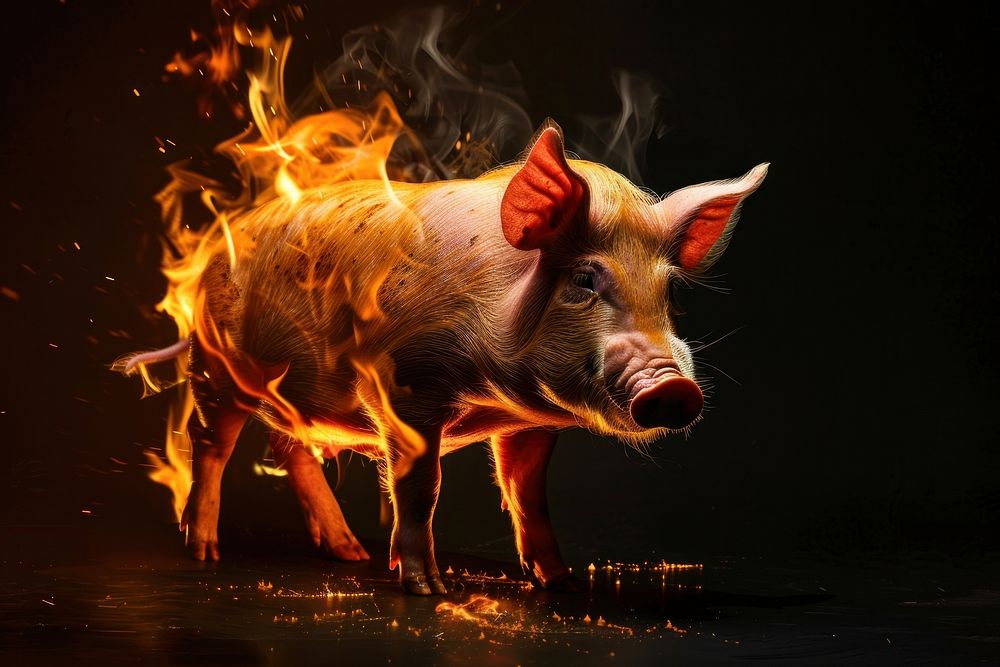 Pig fire flame wildlife animal | Free Photo - rawpixel