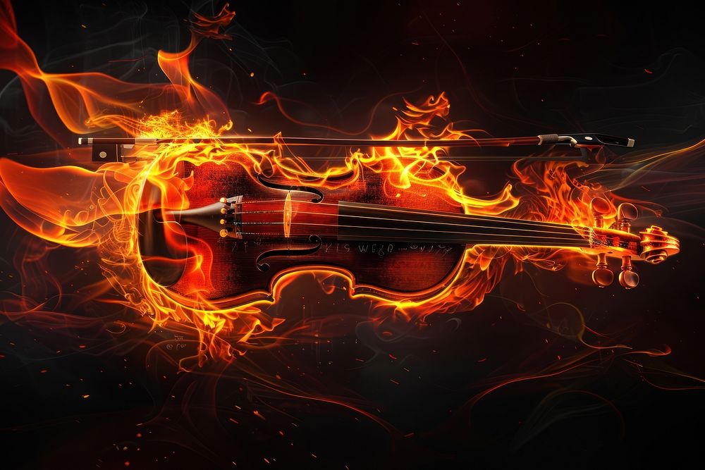 Violin fire flame bonfire fiddle | Premium Photo - rawpixel