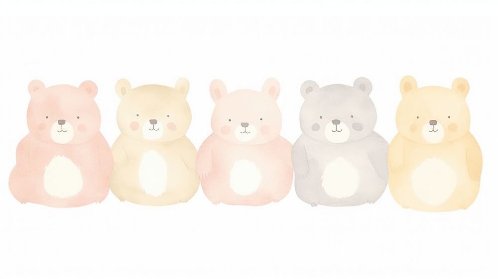 Teddy bears as divider watercolor | Free Photo Illustration - rawpixel