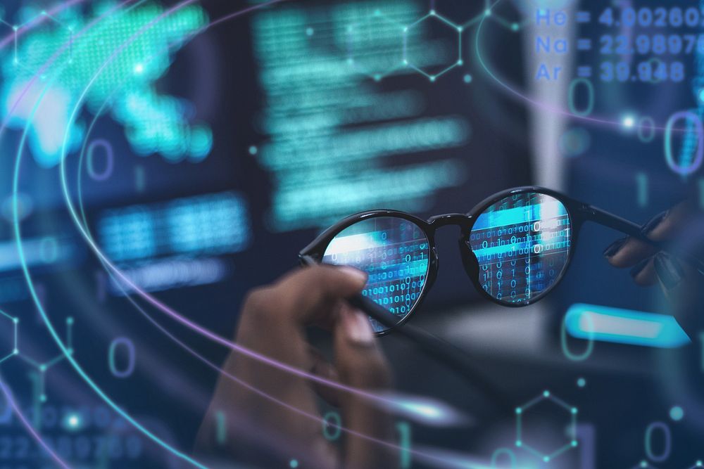 Computer codes reflecting on glasses | Free Photo Illustration - rawpixel