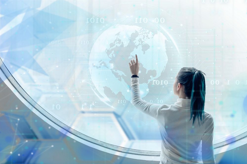 Researcher spinning globe round screen | Free Photo Illustration - rawpixel