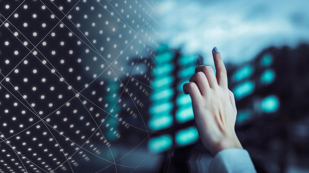 Hand touching transparent digital screen | Free Photo Illustration ...