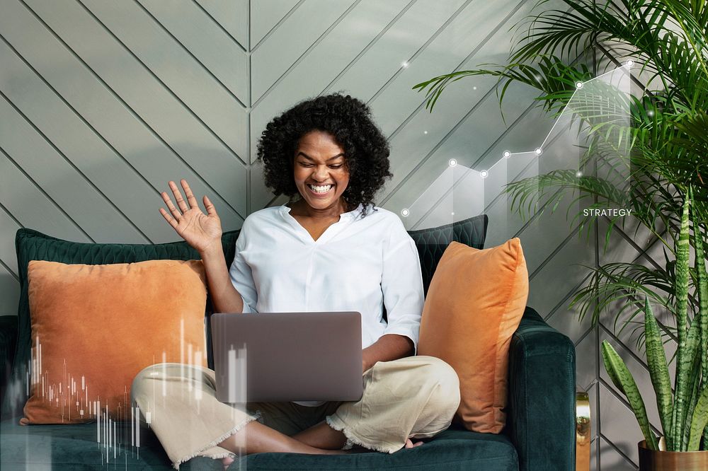 Smiling woman conference call laptop | Free Photo Illustration - rawpixel