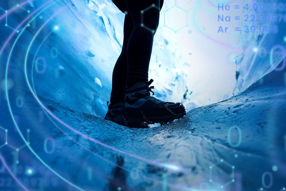 Female explorer ice cave, Iceland | Free Photo Illustration - rawpixel