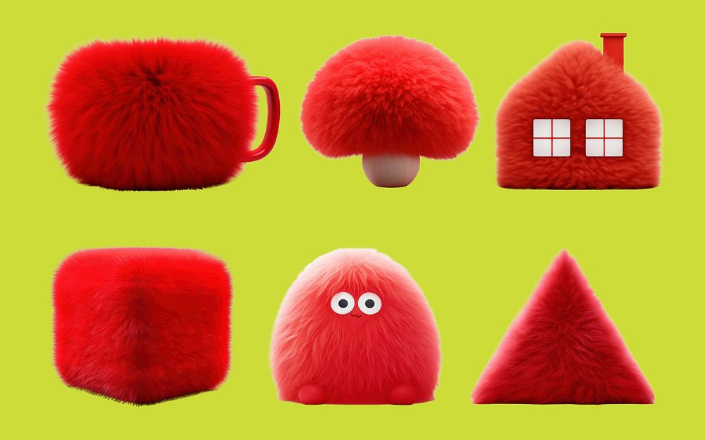 Random red fluffy object set | Free Photo - rawpixel