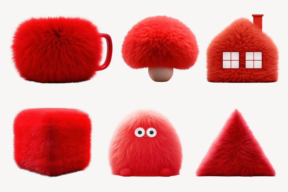 Random red fluffy object set | Free Photo - rawpixel