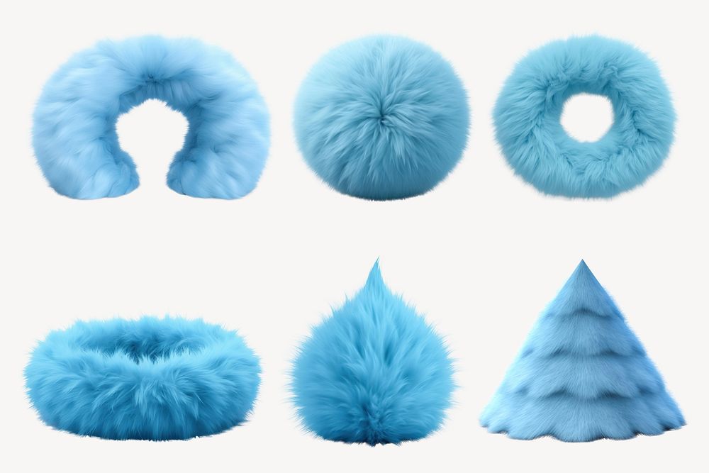 Random blue fluffy object set | Free Photo - rawpixel